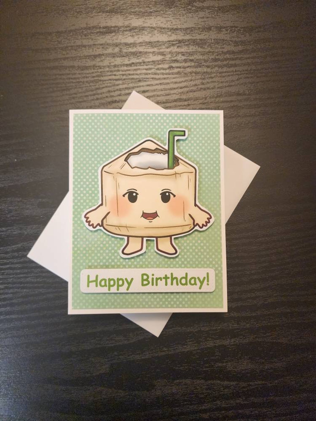 Coconut Happy Birthday Card. Coconut Happy Bday Card. Kawaii Coconut ...