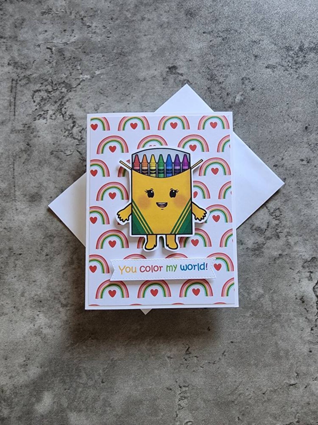 You Color My World! Crayon Box Birthday Card. Crayons Love Card ...