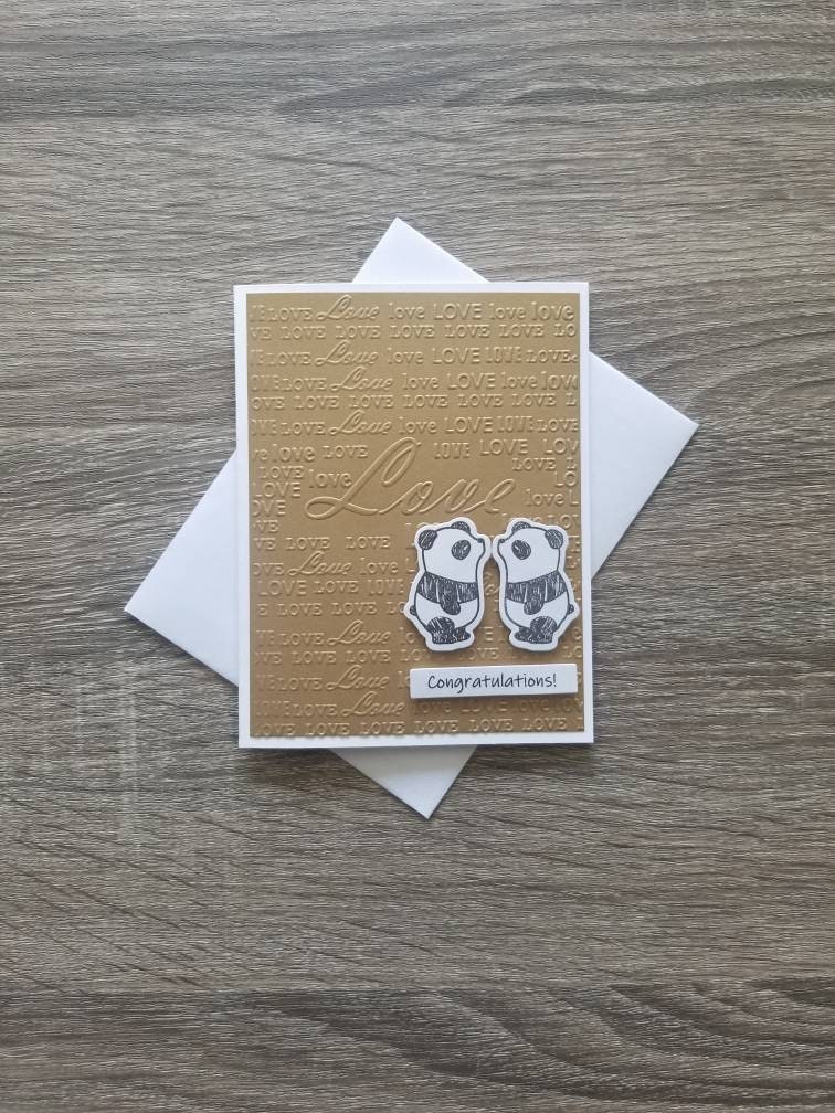 Panda Wedding card. Panda congratulations wedding card. Love | Etsy