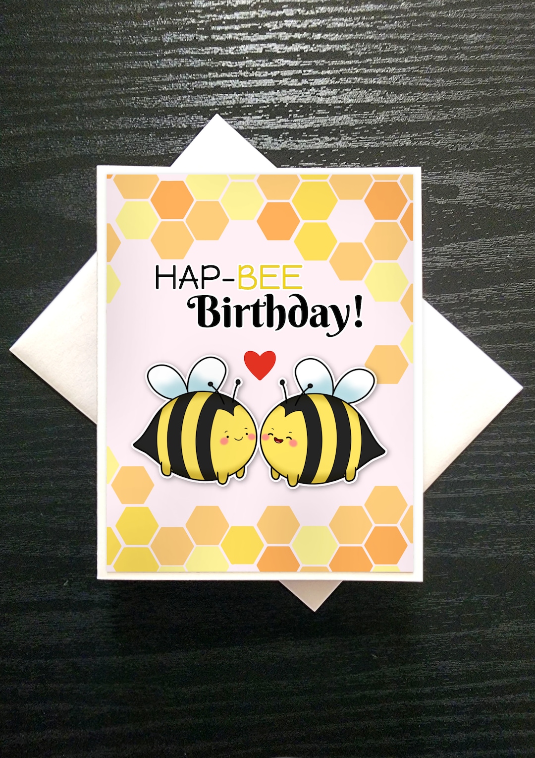 Bee Birthday Card. Hap-bee Birthday Card. Bee Bday Card. - Etsy