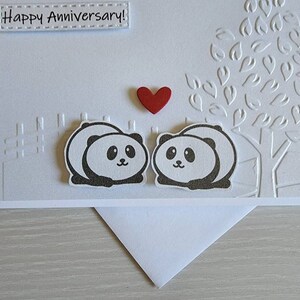 Panda Anniversary Card. Anniversary Card With Pandas. Kissing Panda ...