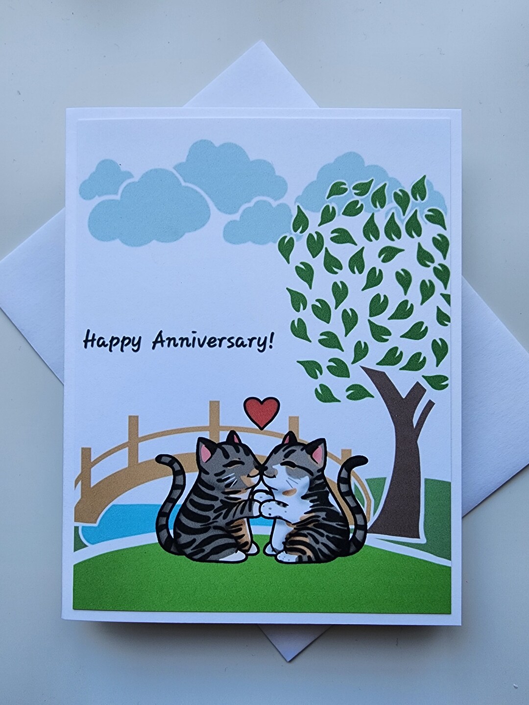 Kissing Cat Anniversary Card. Cat Anniversary Card. Kawaii Cat ...