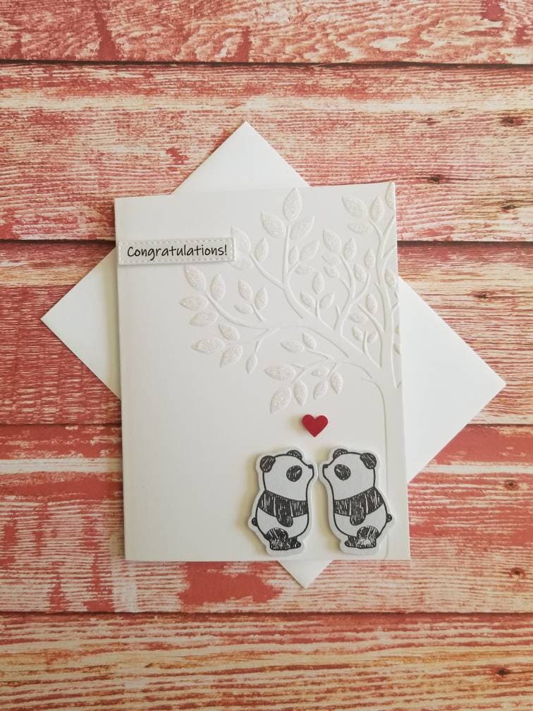 Panda wedding card. Wedding card with kissing pandas. | Etsy