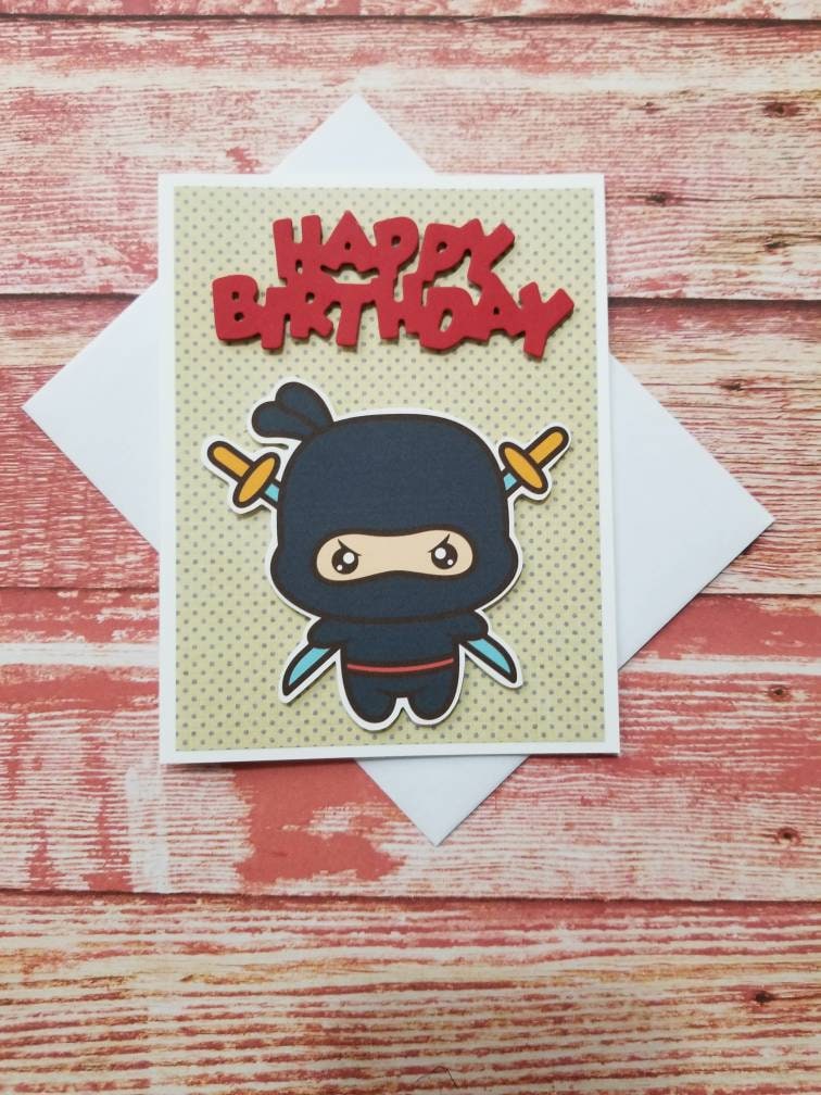 Ninja Happy Birthday Card. Ninja Birthday Card. Karate Happy - Etsy