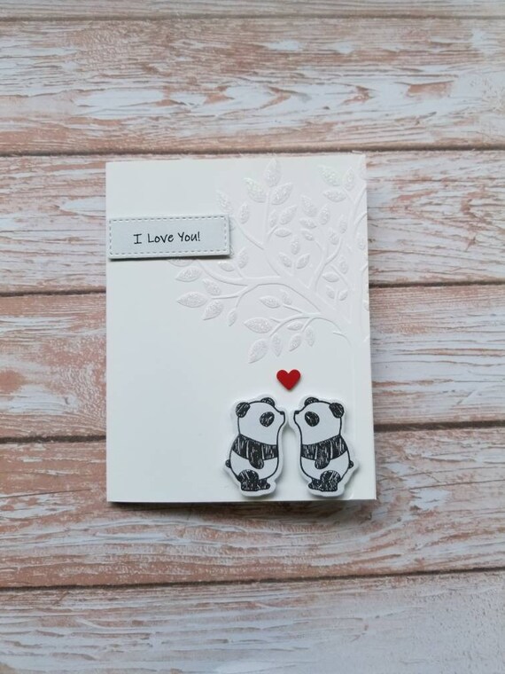 I love card. Panda I love you card. Anniversary card. | Etsy