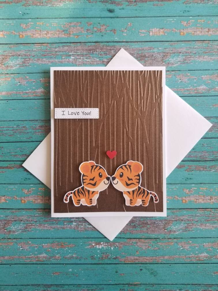 Tiger love card. Tiger anniversary card. Tiger I love you | Etsy
