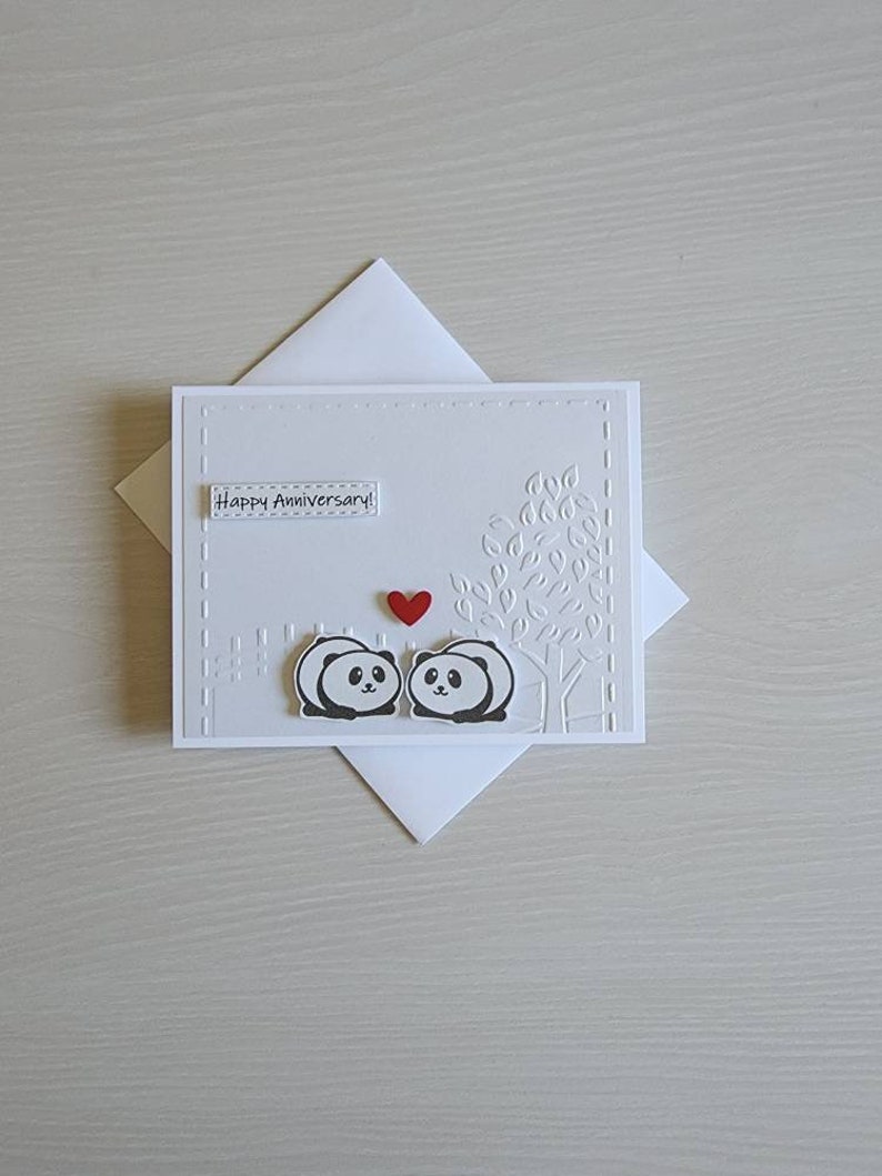 Panda Anniversary Card. Anniversary Card With Pandas. Kissing Panda ...