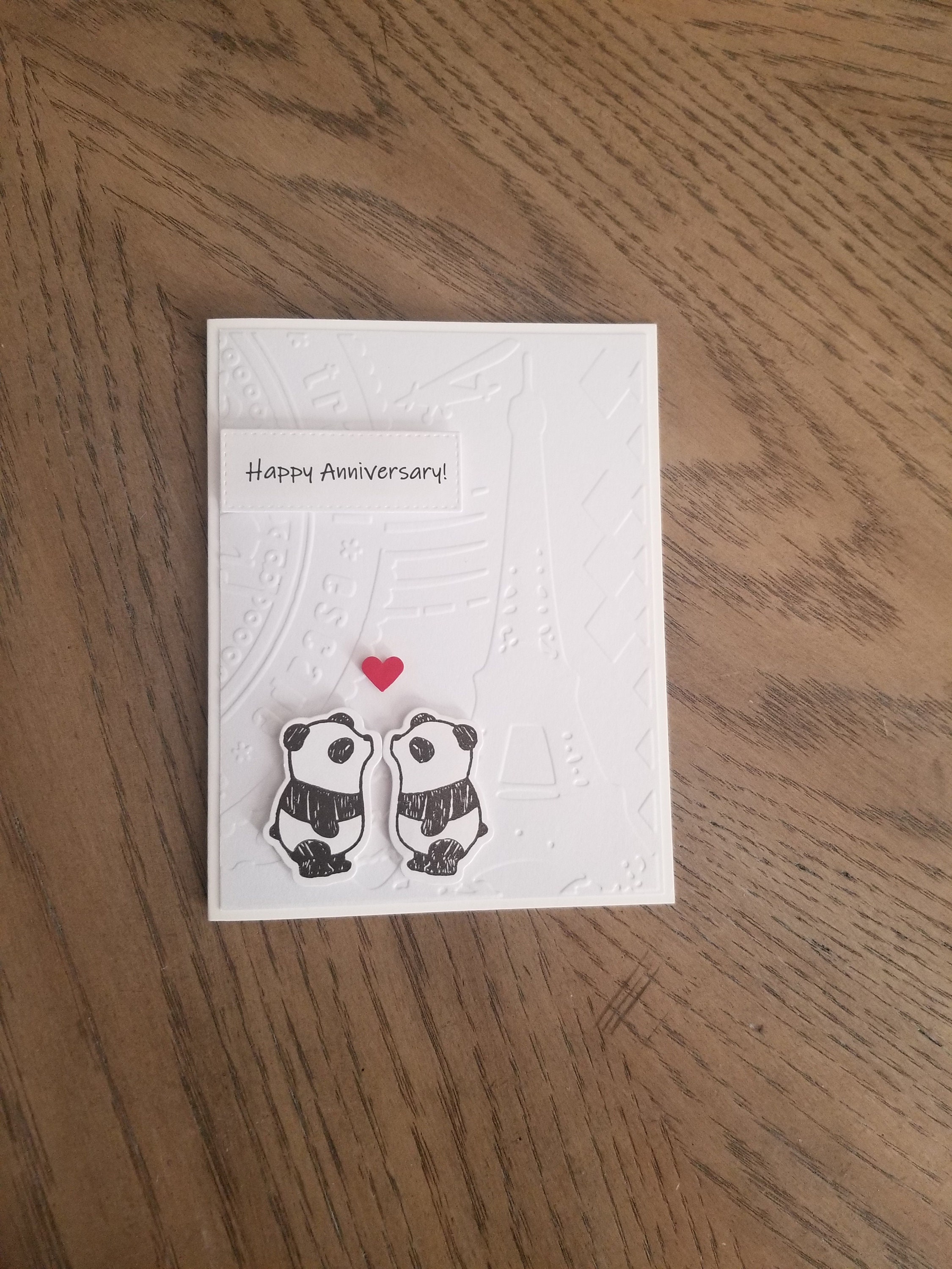 Panda anniversary card. Eiffel Tower with pandas anniversary | Etsy