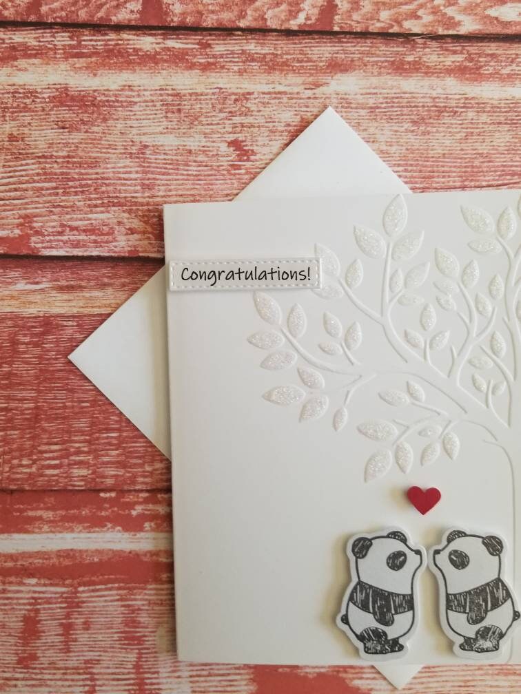 Panda wedding card. Wedding card with kissing pandas. | Etsy