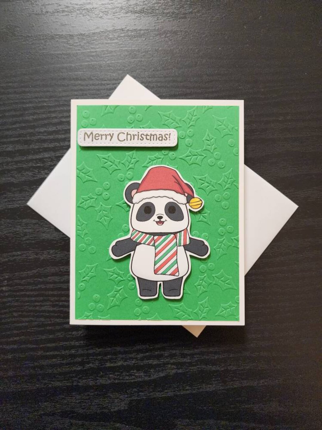 Panda Merry Christmas Card. Panda Wearing Santa Hat Christmas - Etsy