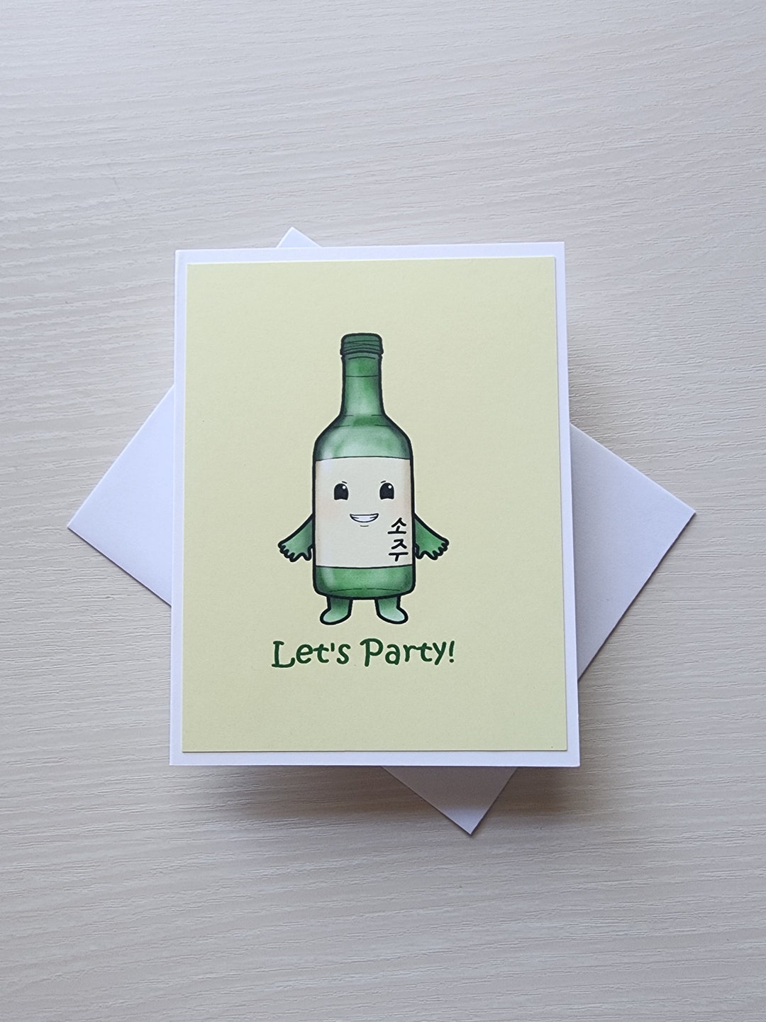 Soju Card. Let's Party Card. Kawaii Soju Card. Korean Celebration Card. Asian Celebration Card ...