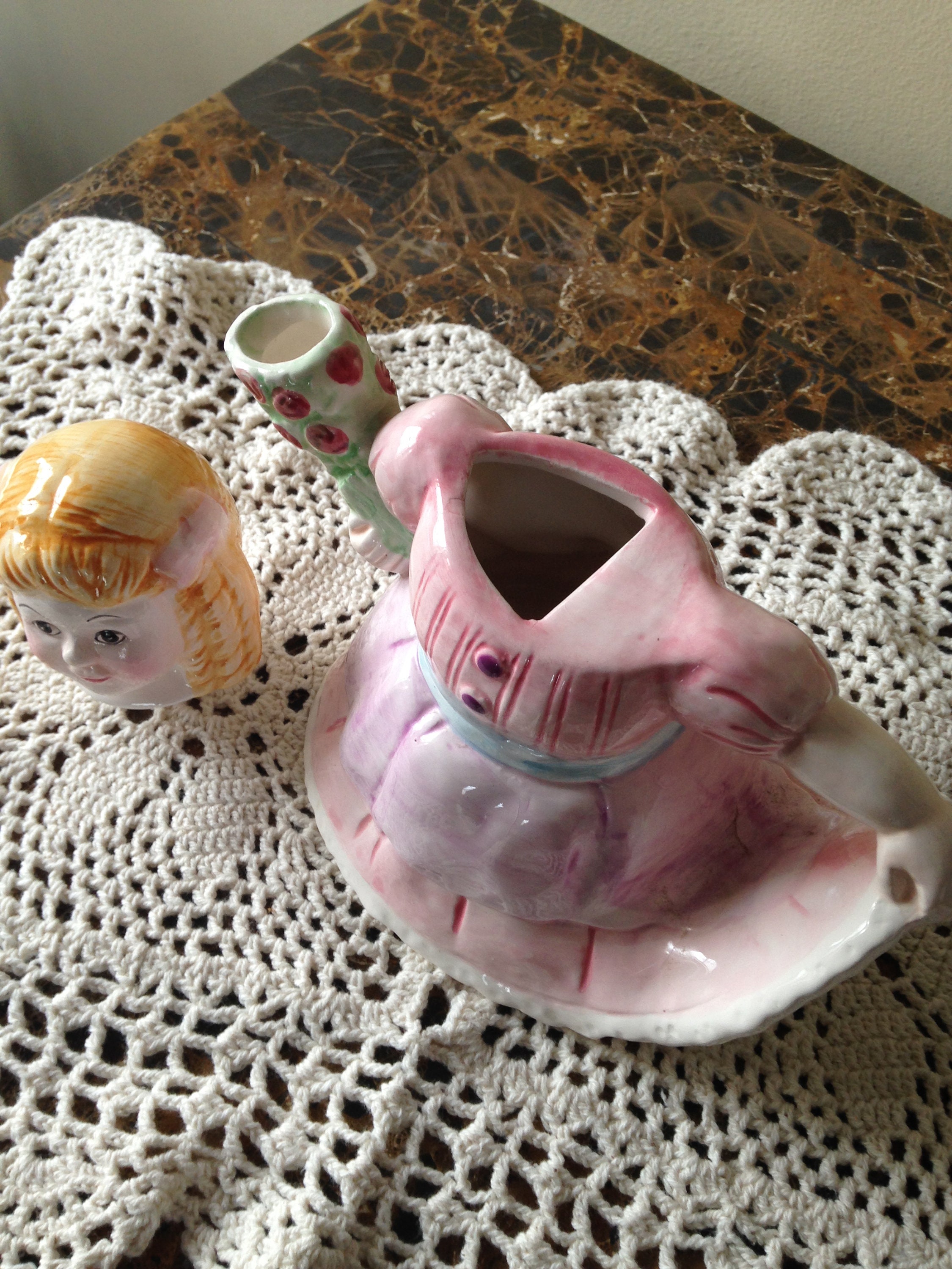 Vintage Teapot-young Girl in Pink Dress | Etsy