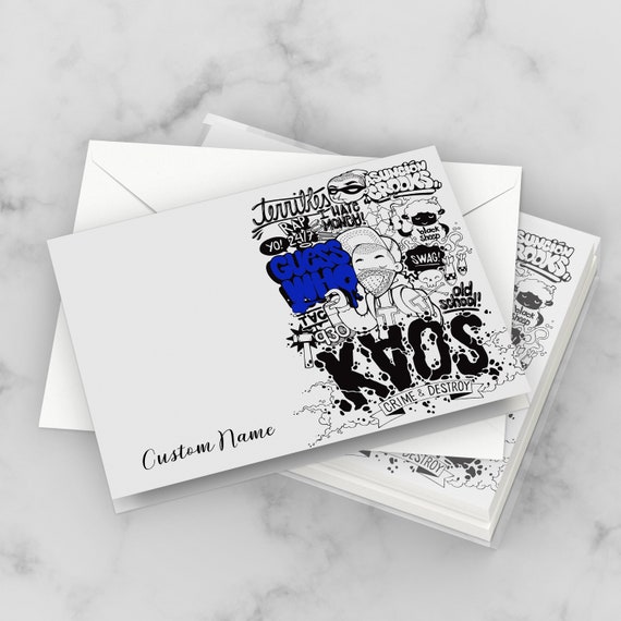 GRAFFITI CUSTOM Note Cards & Envelopes Set of 10 Note Cards | Etsy