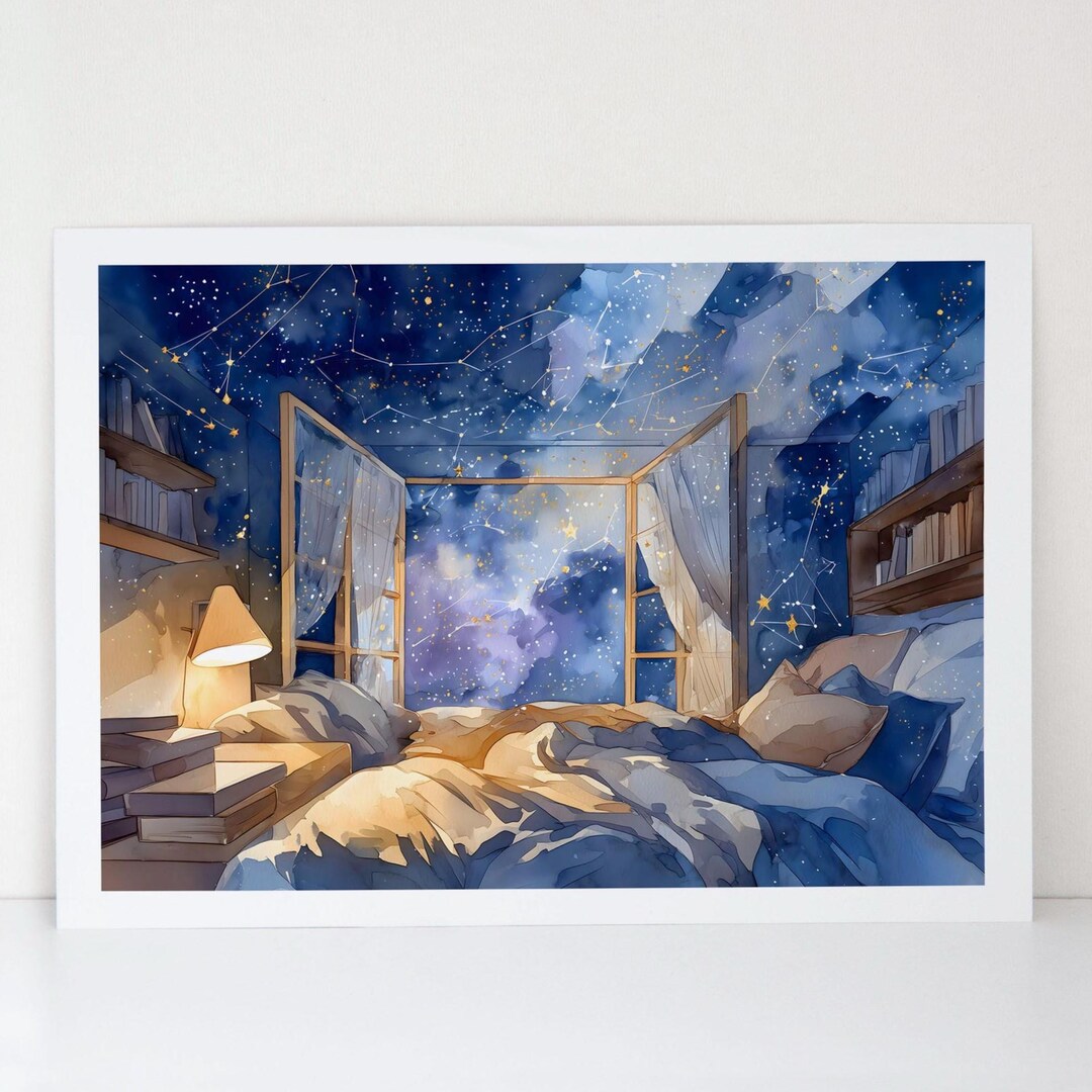 Starry Night Sky Note Card Set: Cozy Bedroom Stationery - Etsy