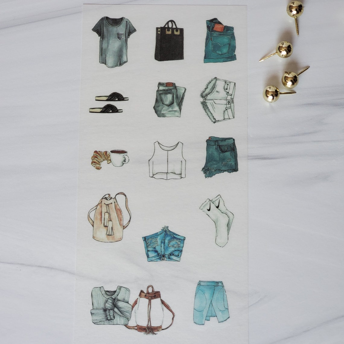 Fashion Washi Stickers | Casual Style Planner Stickers (55 Piece) - Etsy