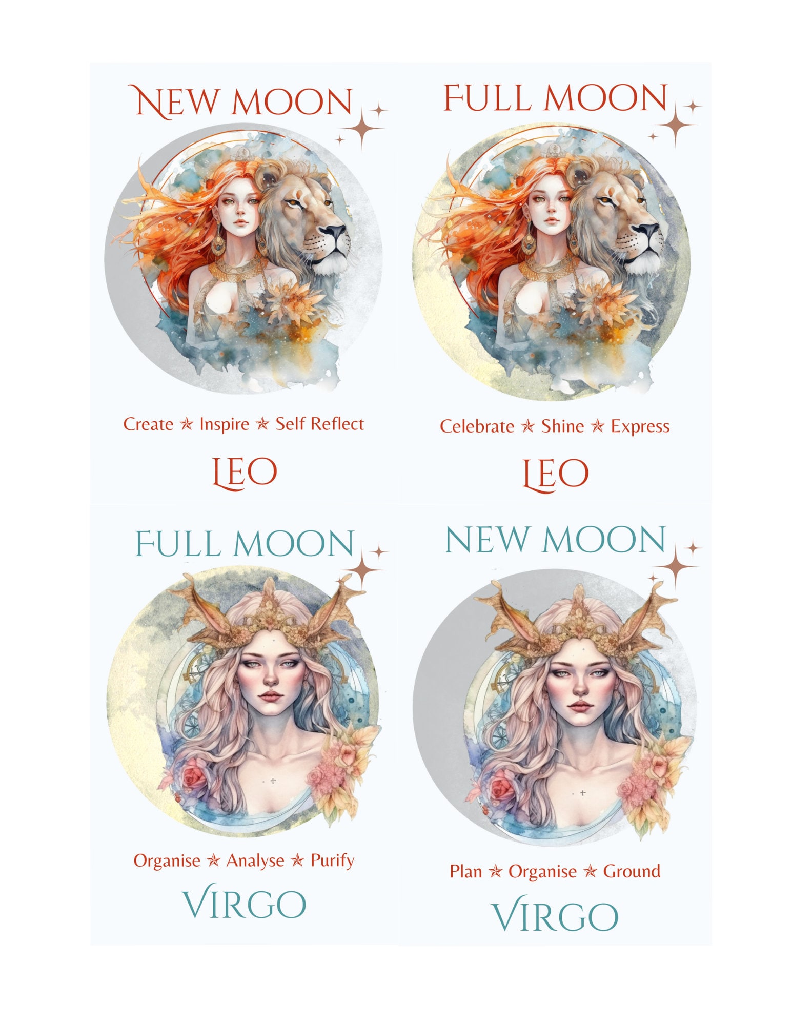 Astrology Goddess Moon Cards Printable Full & New Moon Oracle Deck ...