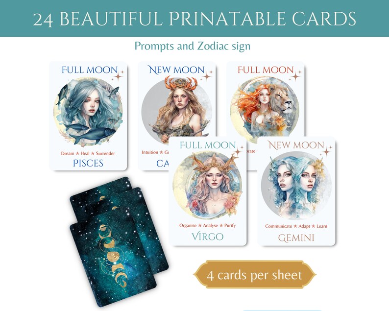 Astrology Goddess Moon Cards Printable Full & New Moon Oracle Deck ...