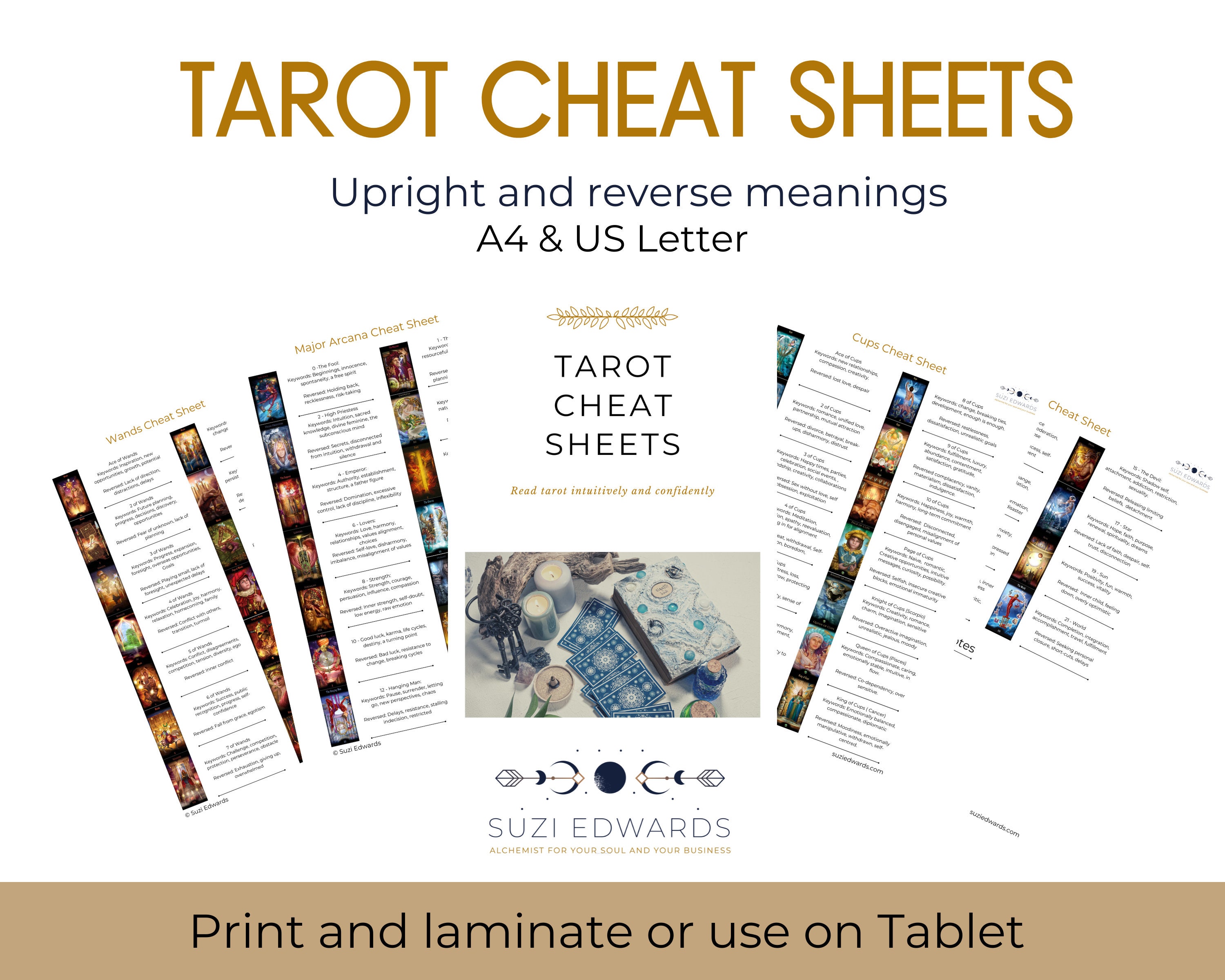 Tarot Cheat Sheets Printable Tarot Cheat Sheets Digital - Etsy