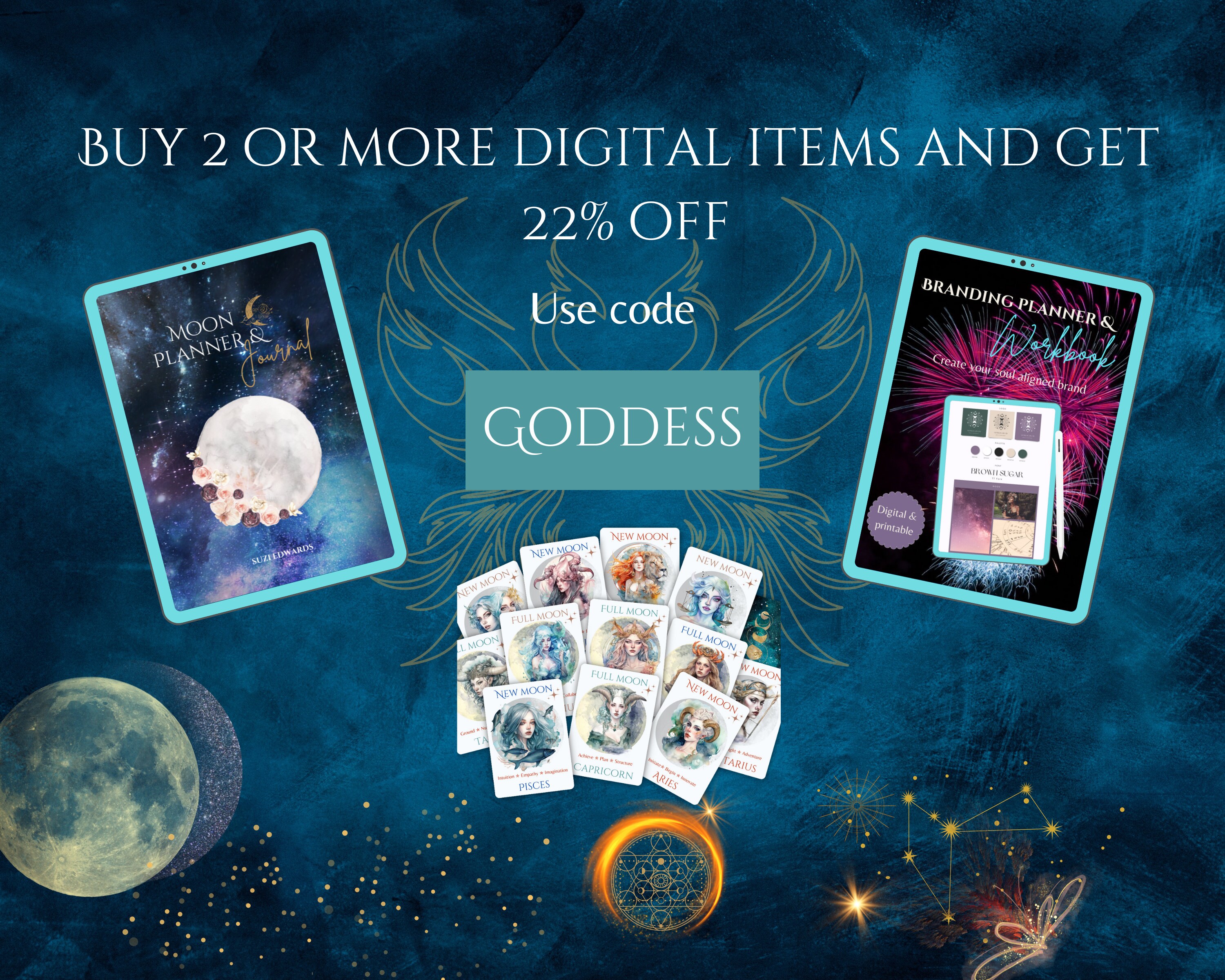 Astrology Goddess Moon Cards Printable Full & New Moon Oracle Deck ...