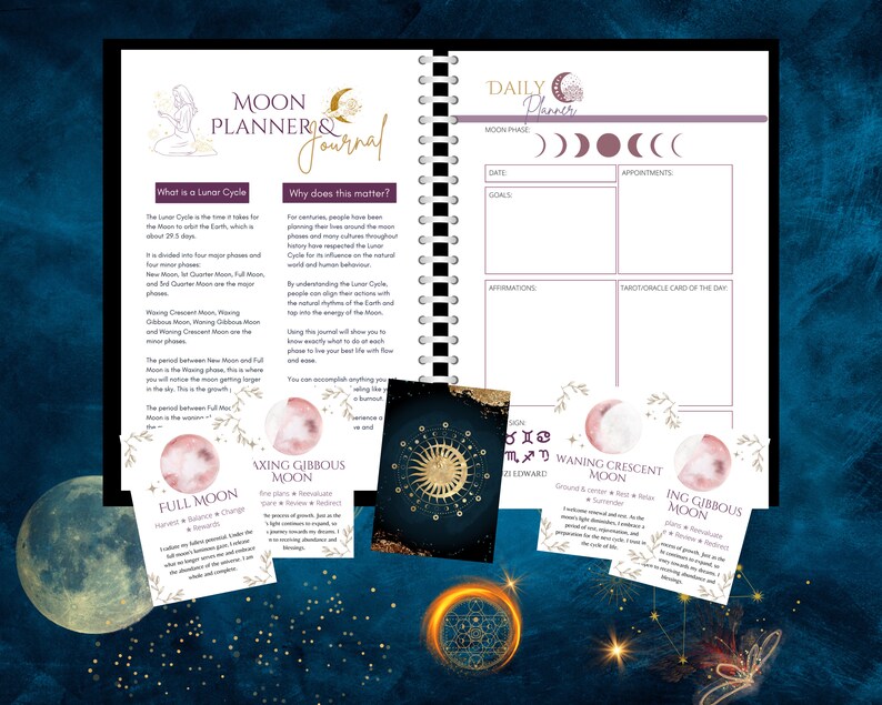 Pink Moon Planner and Journal, Printable and Digital Lunar Journal and ...