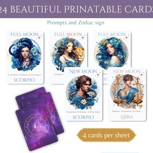 Moon God and Goddess Altar Cards, Printable Zodiac Moon Deck, Full Moon ...