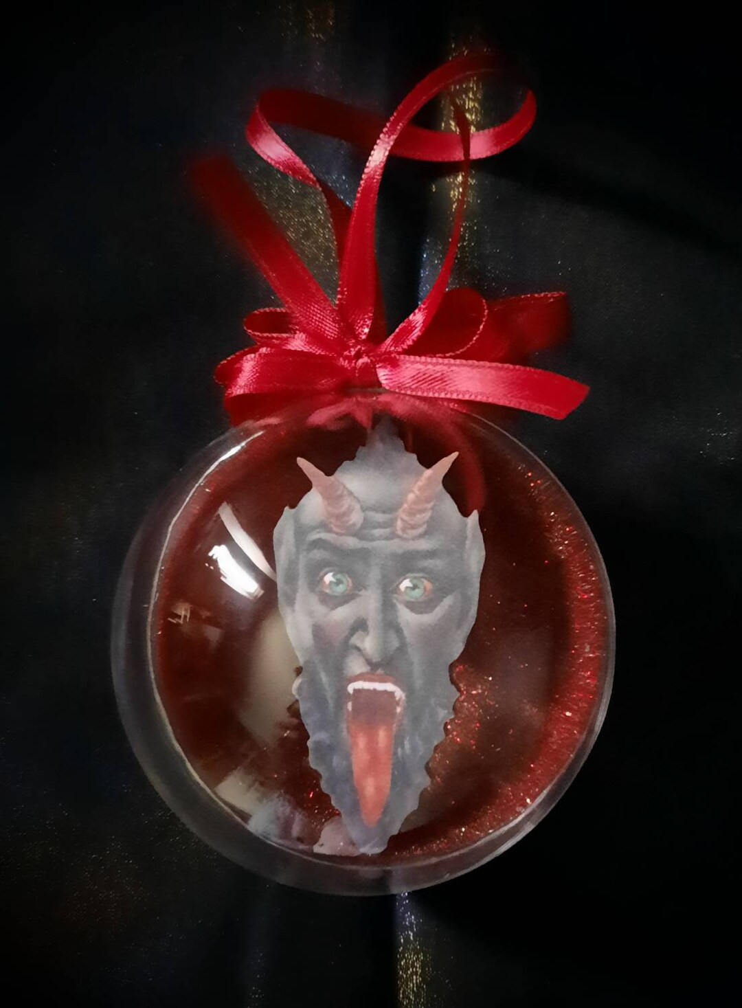 A Very Merry Krampus Ball Ornament With Floating Krampus Head Ready for ...
