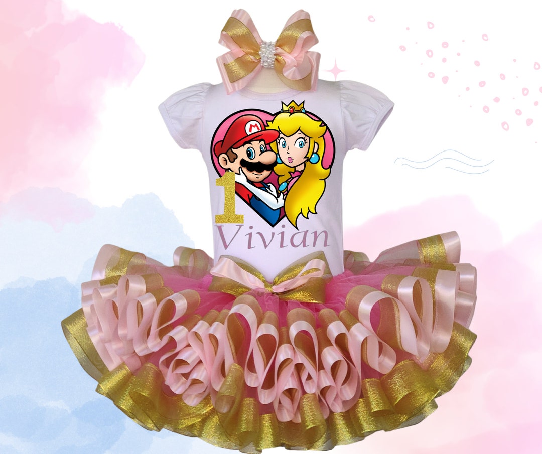Princess Peach Tutu Set Birthday Outfit, Princess Peach Birthday Tutu ...