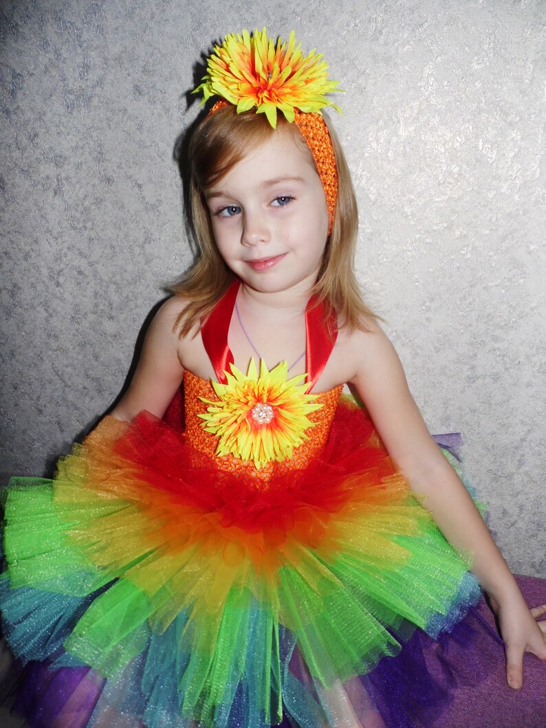 Flower Girl Rainbow Birthday Tutu Dress Girl Tutu Dress Etsy