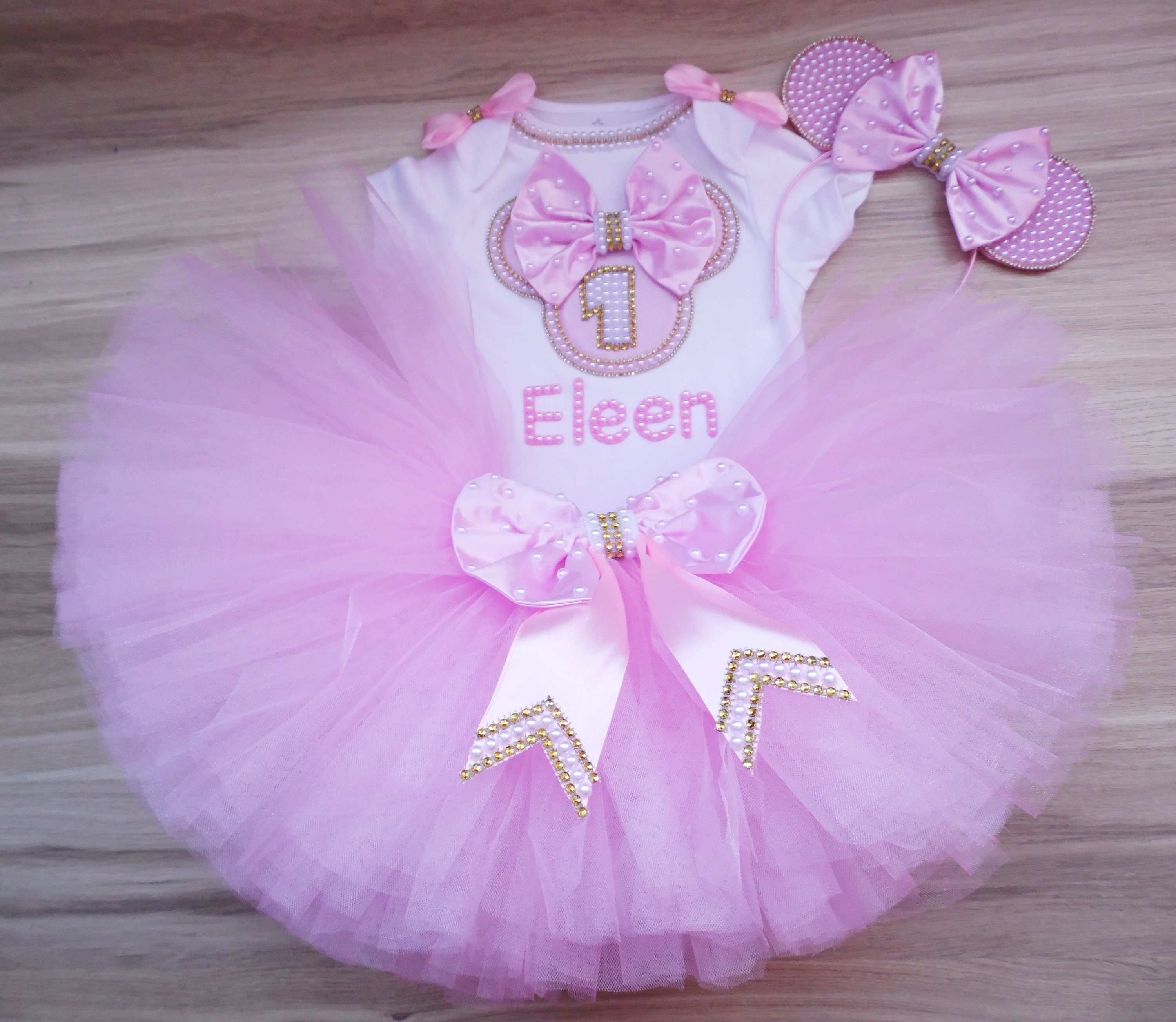 Pink minnie mouse First Birthday Tutu Outfit for girl pink | Etsy