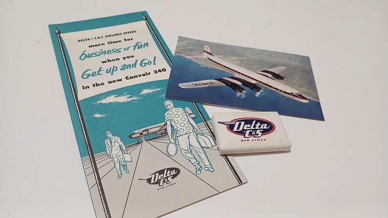 1950s Delta Flight Folio Florida Travel Brochures Postcard Stickers ...