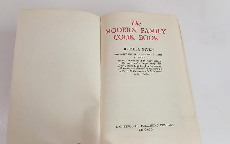 1960s the Modern Family Cookbook by Meta Given Vintage Antique Retro ...