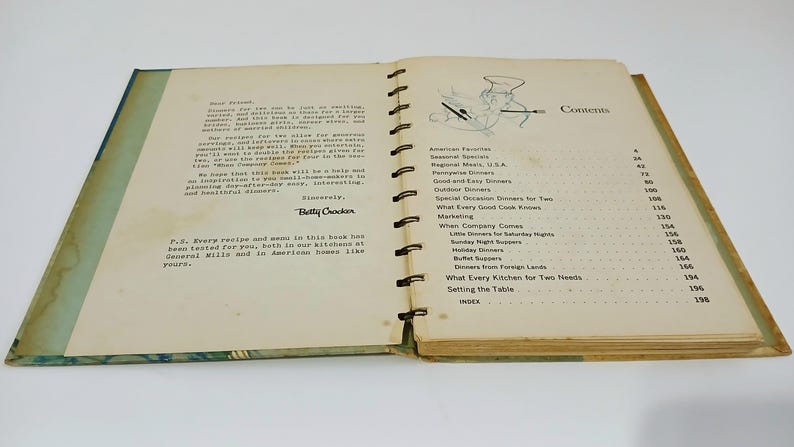 1958 Betty Crocker Dinner for Two Cookbook First Edition Vintage Retro ...