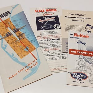 1950s Delta Flight Folio Florida Travel Brochures Postcard Stickers ...