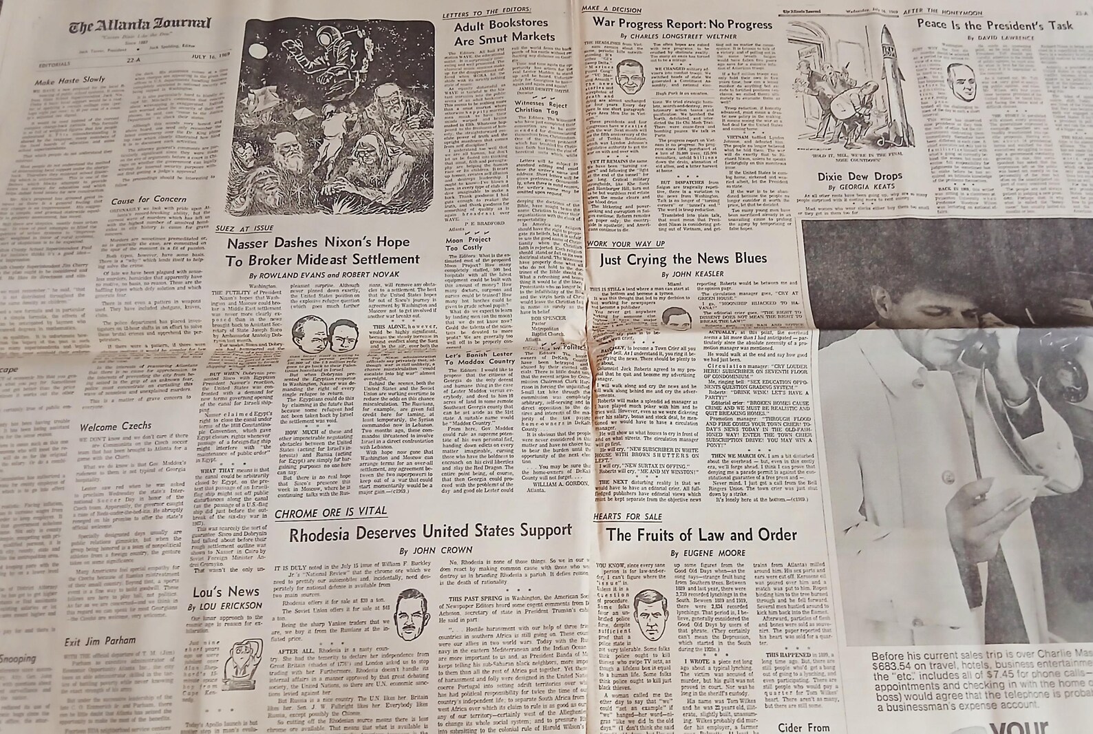 July 16, 1969 Apollo 11 Headline Newspaper the Atlanta Journal Vintage ...
