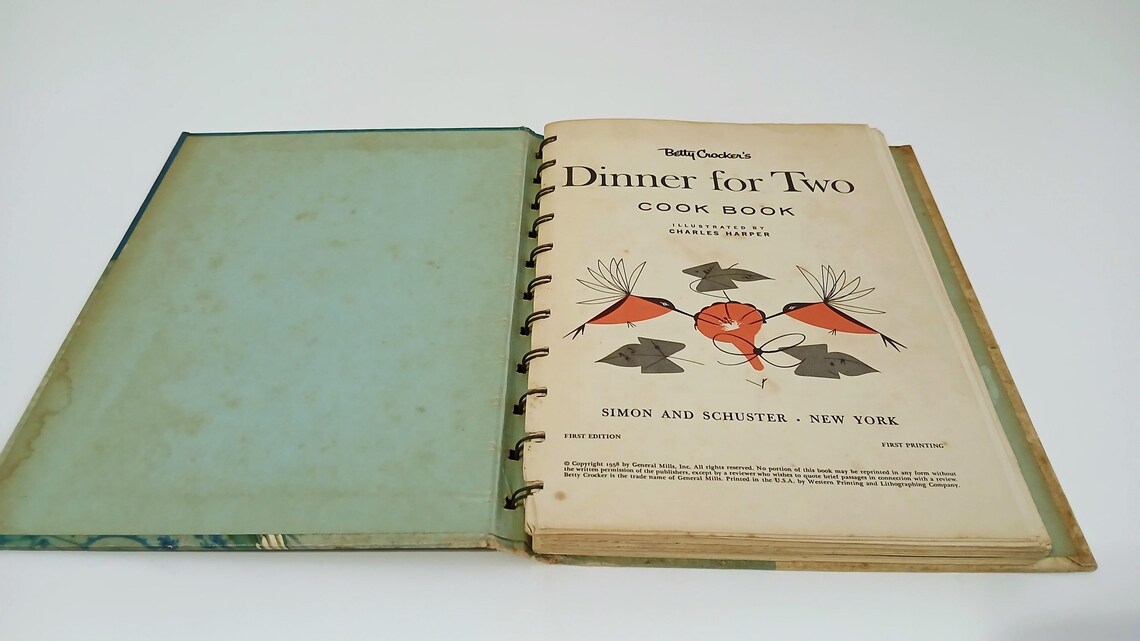 1958 Betty Crocker Dinner for Two Cookbook First Edition Vintage Retro ...