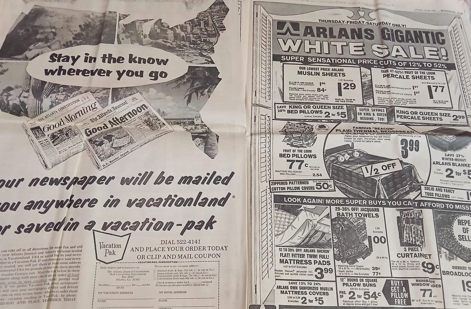 July 24th, 1969 Apollo 11 Headline Newspaper the Atlanta Journal ...