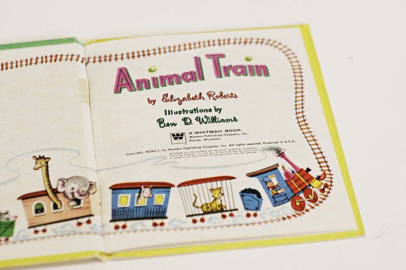 1952 Animal Train Vintage Childrens Hardcover Book Retro Antique Kids ...