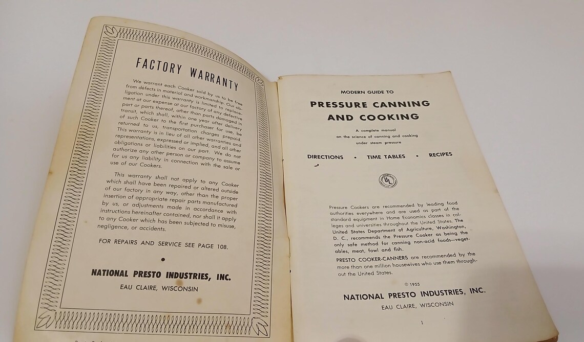 1950s Presto Pressure Cooking and Canning Guide Instruction Manual ...