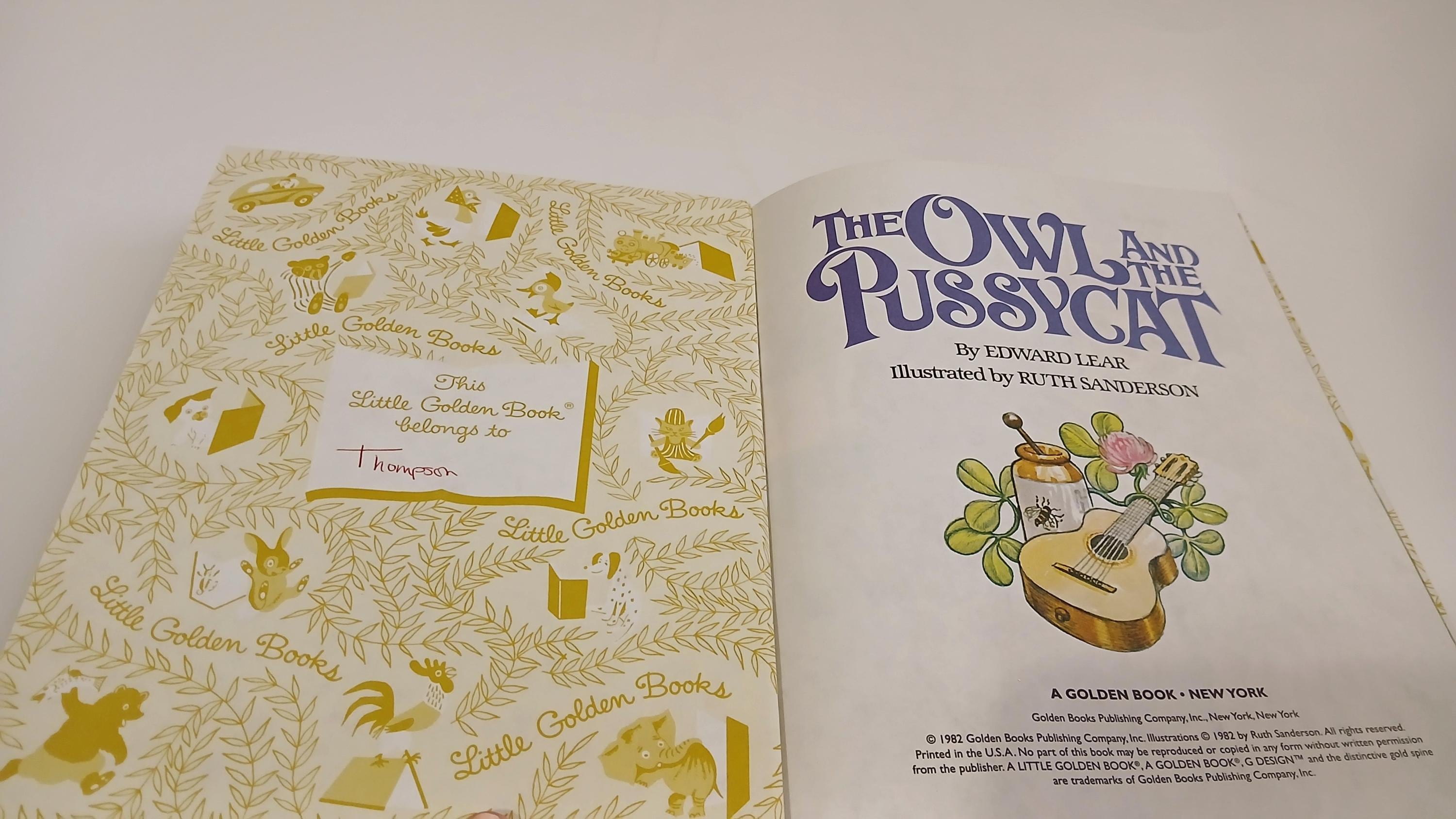 1980s the Owl and the Pussycat Little Golden Book Vintage Children's ...