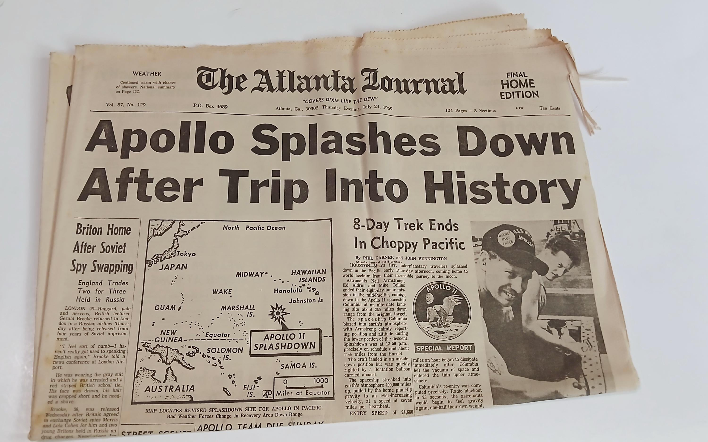 July 24th, 1969 Apollo 11 Headline Newspaper the Atlanta Journal ...