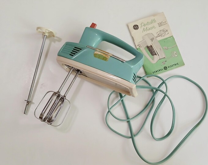 1950s General Electric Portable Mixer Atomic Mid Century Turquoise Blue ...