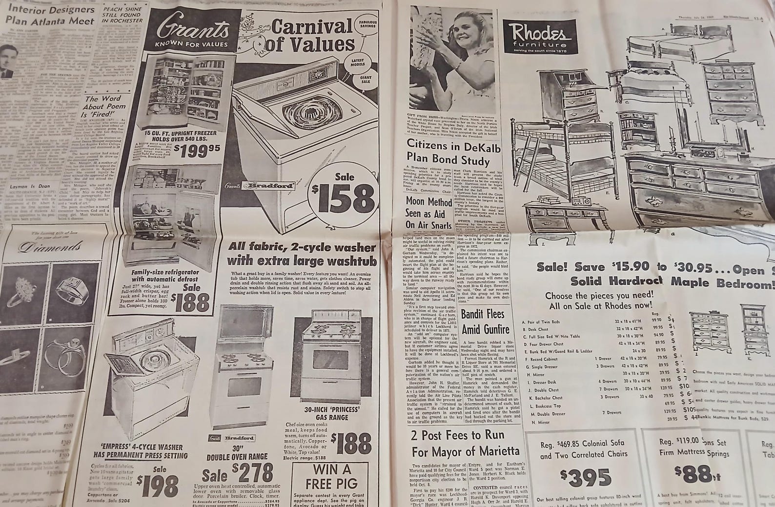 July 24th, 1969 Apollo 11 Headline Newspaper the Atlanta Journal ...