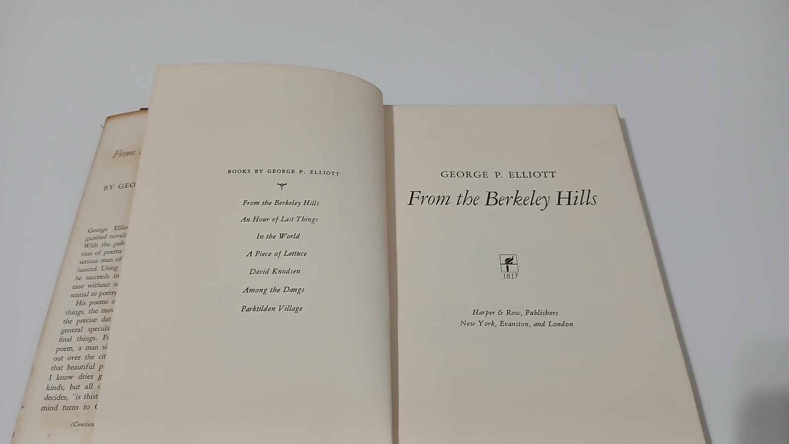 1960s From the Berkeley Hills Poems by George P. Elliott Vintage Retro ...