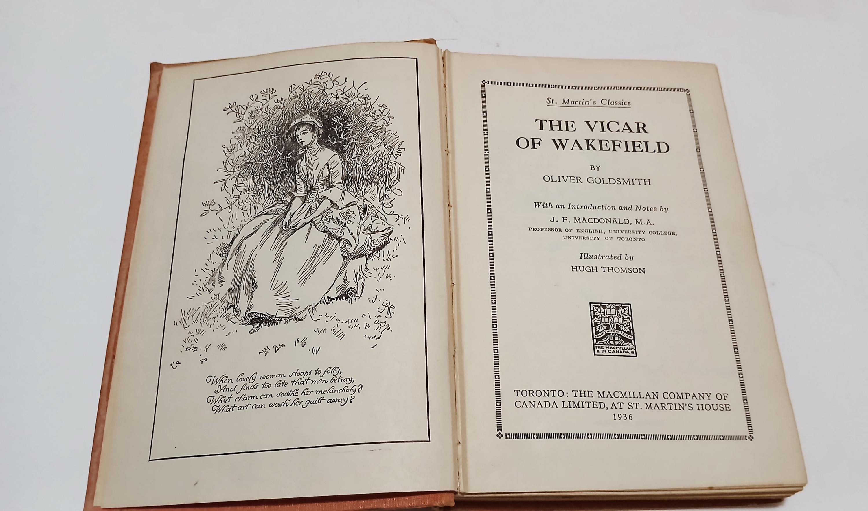 1930s the Vicar of Wakefield by Oliver Goldsmith Vintage Retro Antique ...