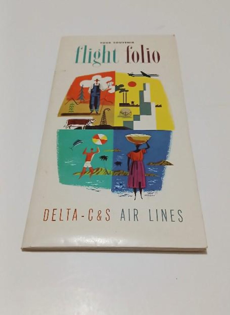 1950s Delta Flight Folio Florida Travel Brochures Postcard Stickers ...