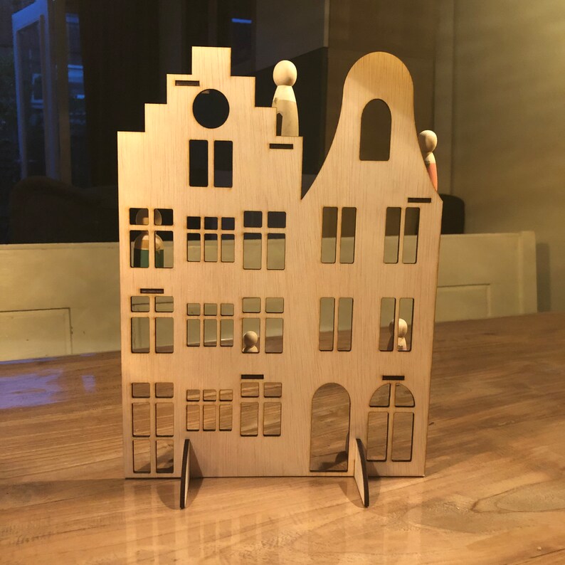 Wooden Peg Doll House, 2D Peg Doll House, Sinterklaas Decoration, Peg ...