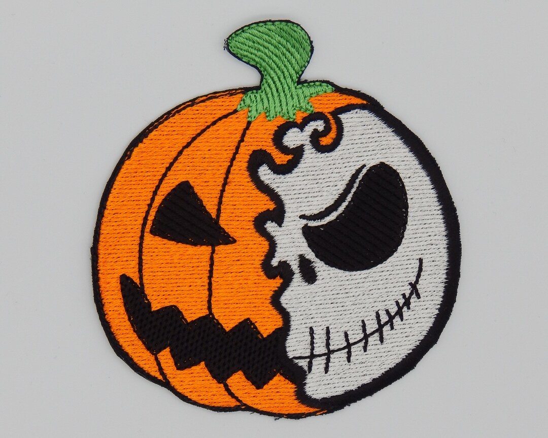 Disney Inspired Split Face Pumpkin Jack Embroidered Iron on Patch - Etsy