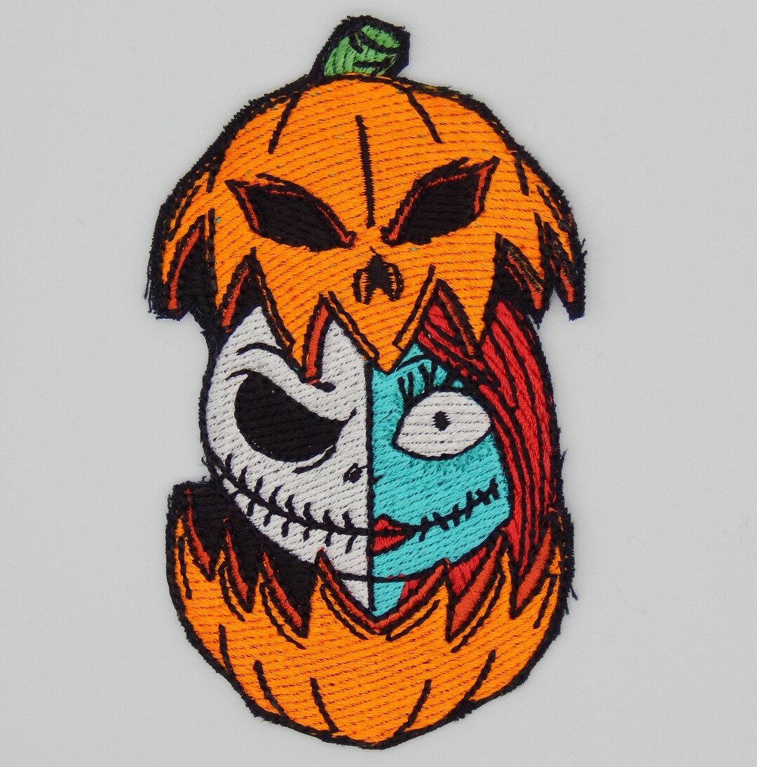 Disney Inspired Halloween Split Face Jack and Sally Pumpkin Embroidered ...
