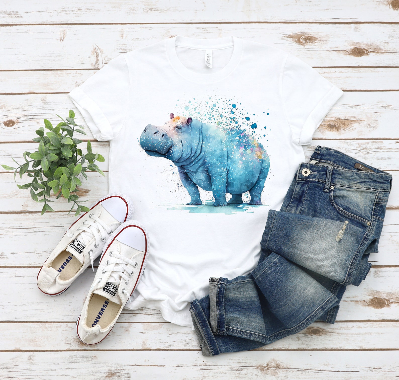 Watercolor Hippo T-shirt, Zoo Animal Shirt, Unisex - Etsy