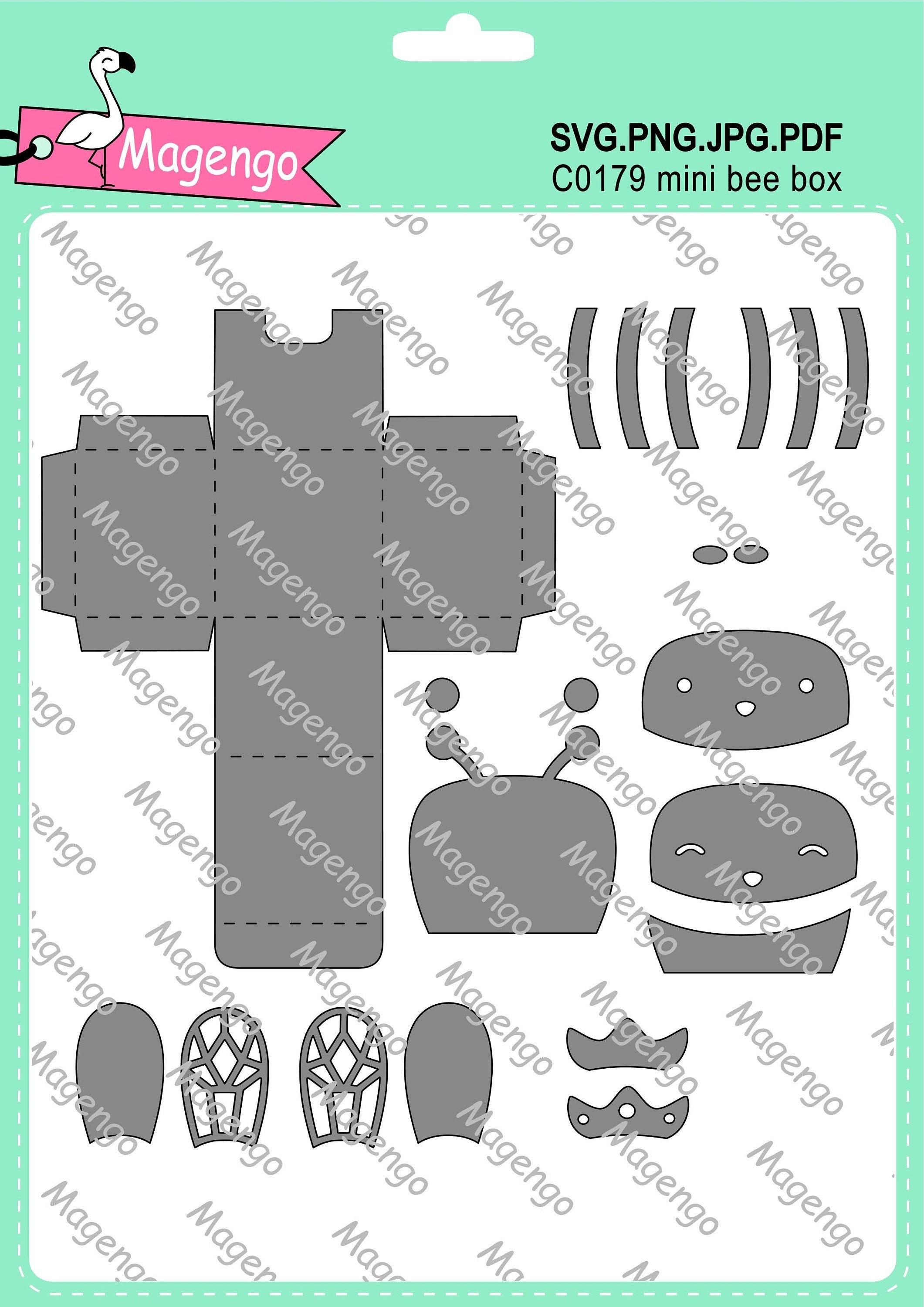 Mini bee box svg files printable box cut files craft | Etsy